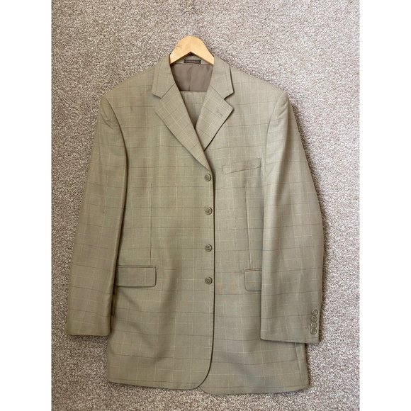 Zandello | Suits & Blazers | Zandello Mens Beige Plaid 2pc Blazer Pants ...
